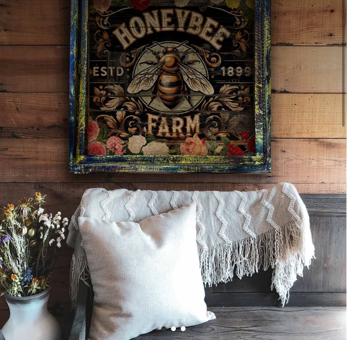 Rustic Boho Honey Bee Distressed Frame – MelizaInteriorsInc