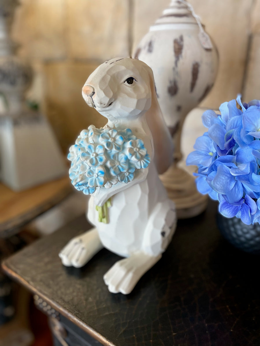 Spring/Easter Collection: Bunny with Blue Hydrangeas – MelizaInteriorsInc