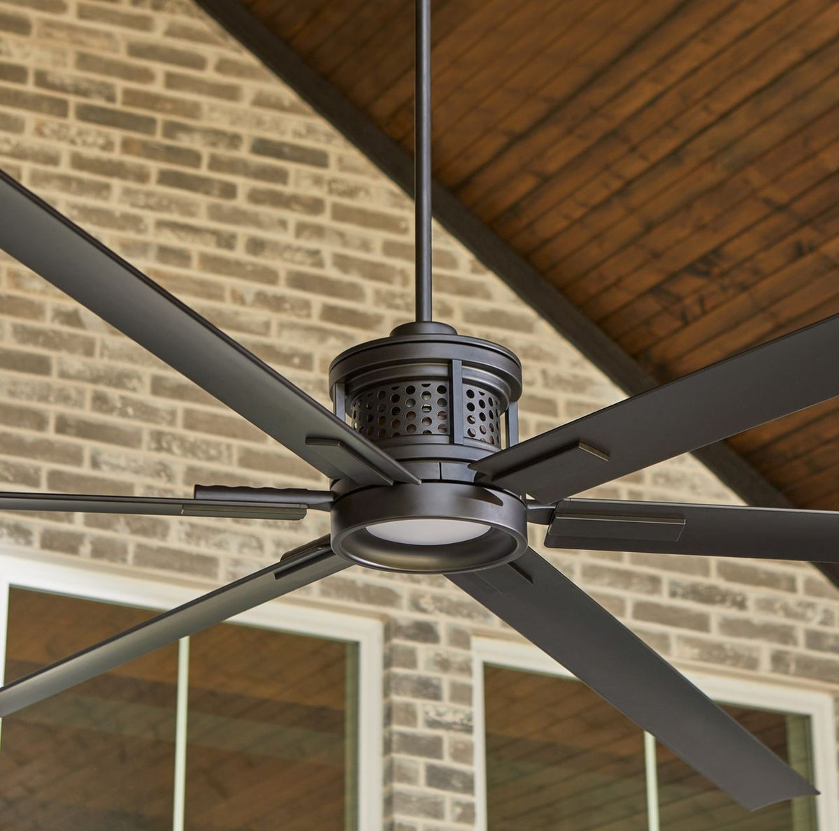 Zeus 120” Outdoor Ceiling Fan – Matte Black | Damp Rated, 6-Blade Mode ...