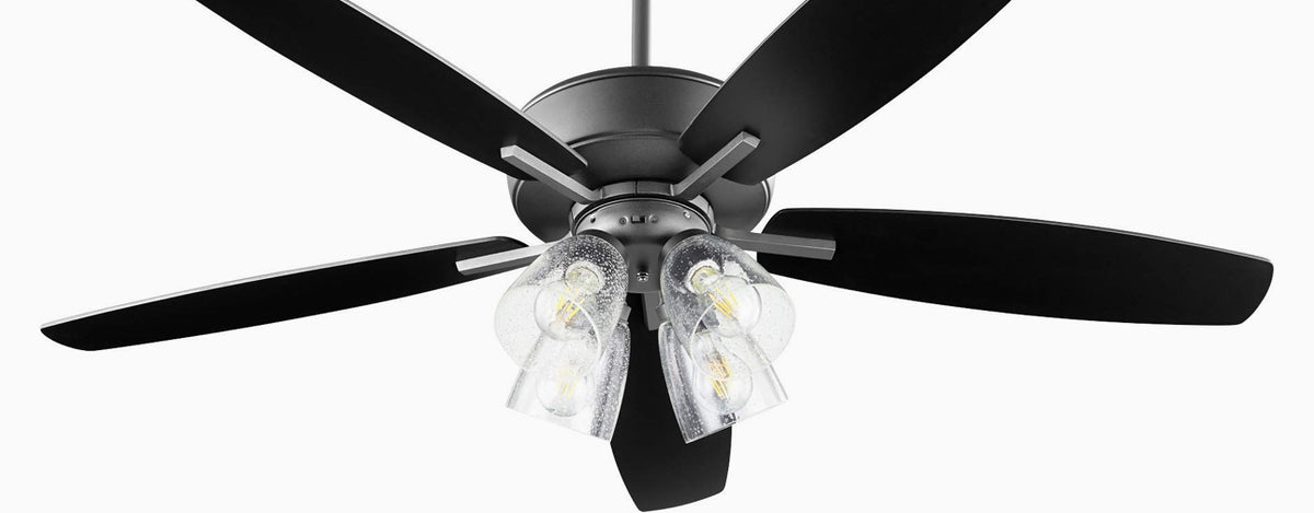 Breeze 52” Indoor/Outdoor Ceiling Fan Noir with 4-Light Kit All Black ...