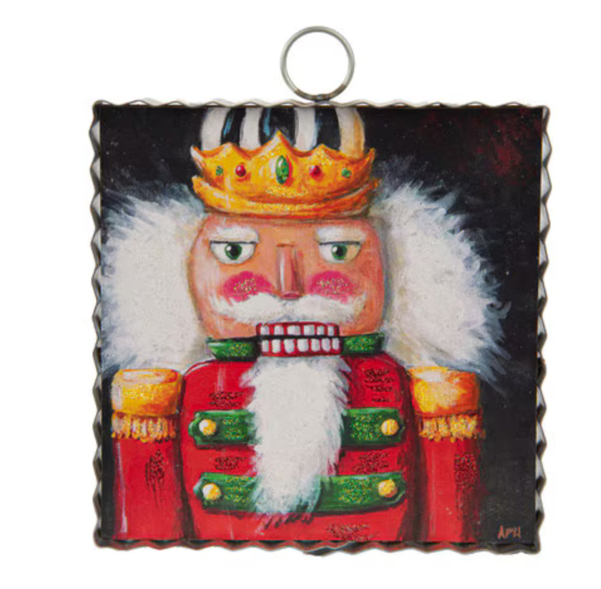 Christmas Nutcracker White Hair & Beard Mini Print with Galvanized Fra ...